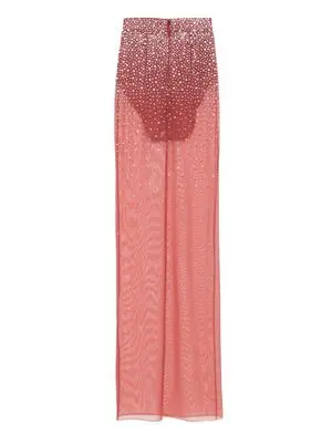 Alex Perry Crystal Mesh Maxi Skirt - Brown