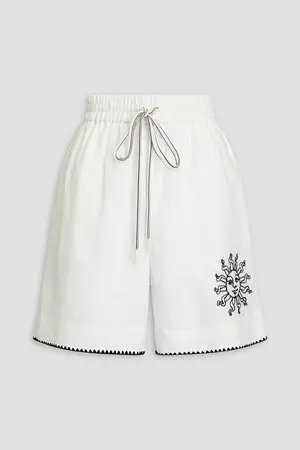 Zimmermann Embroidered Linen High-rise Shorts