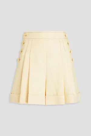 Zimmermann Button-embellished Pleated Linen Shorts