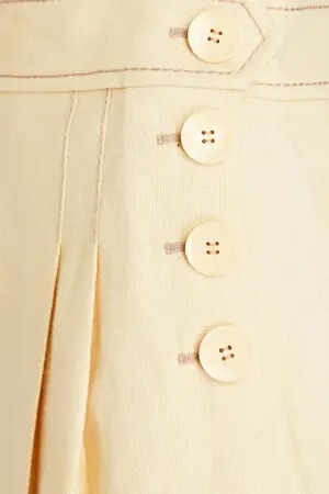 Zimmermann Button-embellished Pleated Linen Shorts
