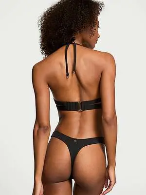 Victoria's Secret Swim Cinched Thong Bikini Bottom - Black
