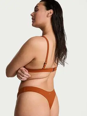 Victoria's Secret Swim Cinched Thong Bikini Bottom Brown