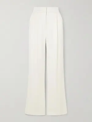Veronica Beard Robinne Pleated Wide-leg Pants - White
