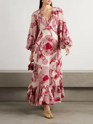La DoubleJ Printed Silk-blend Chiffon Maxi Dress