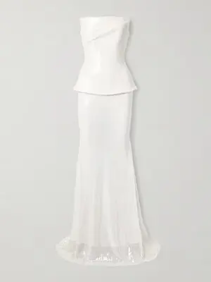 Alex Perry Strapless Sequined Tulle Gown