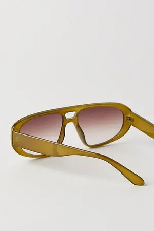 Free People Ricardo Aviator Sunglasses - Moss