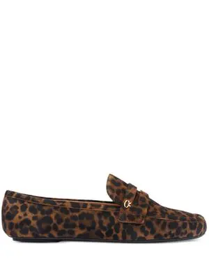 GIANVITO ROSSI Giorgia Leopard Print Loafers - Brown