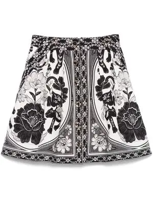 Farm Rio Flower Leopard Mini Skirt - White
