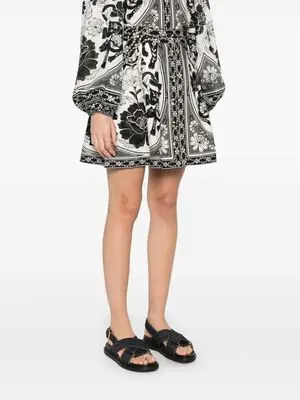 Farm Rio Flower Leopard Mini Skirt - White