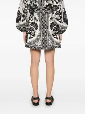 Farm Rio Flower Leopard Mini Skirt - White