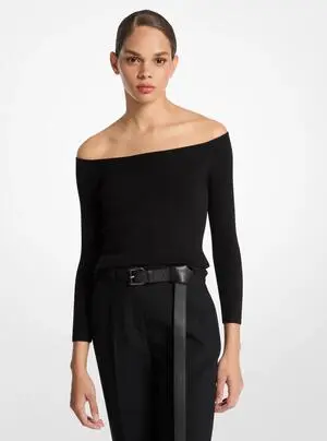 Michael Kors Cashmere Ballet Pullover Top - Black