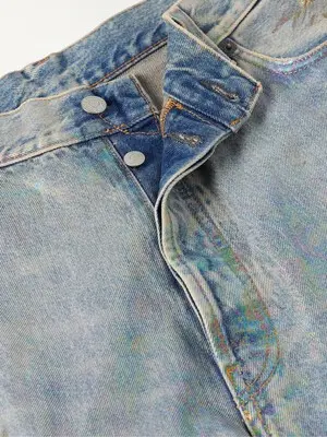 Acne Studios Dirty Halo Wide-Leg Iridescent Jeans In Blue - 50