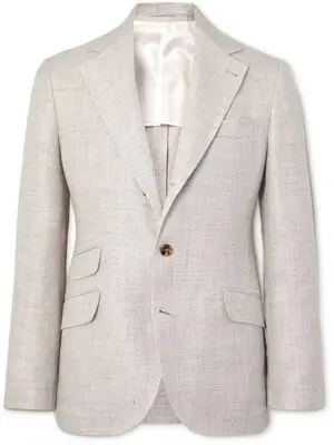 Brunello Cucinelli Linen, Wool And Silk-blend Blazer - Gray