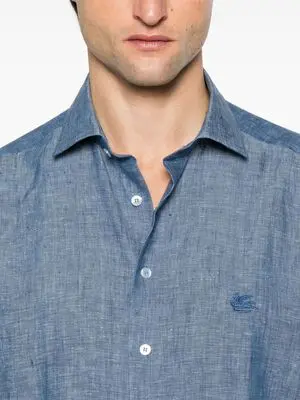 Etro Pegaso-embroidered Shirt - Blue