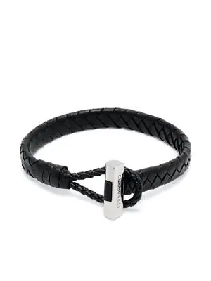 FERRAGAMO Braided Leather Bracelet - Black