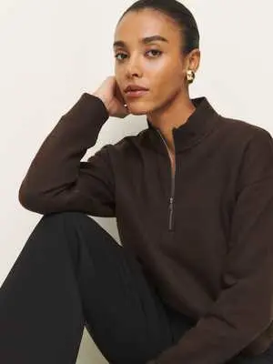 REFORMATION Maddie Zip Sweatshirt - Brown
