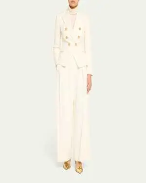 Balmain Classic Fitted Wool Jacket - White