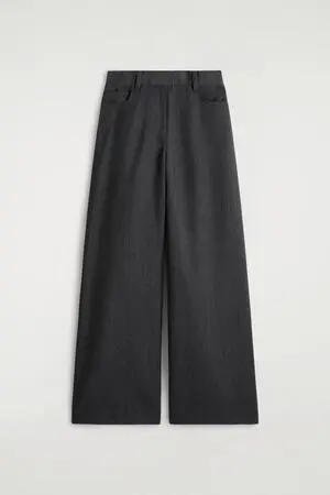 Cos Regular Wool-blend Wide-leg Pants - Black
