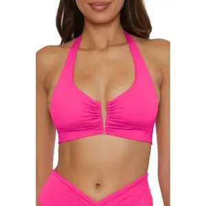 BECCA® By Rebecca Virtue Becca Shirred V-Wire Halter Bikini Top Cosmopolitan