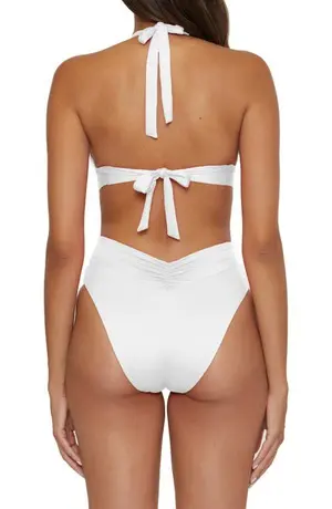 BECCA® By Rebecca Virtue Shirred V-wire Halter Bikini Top - White