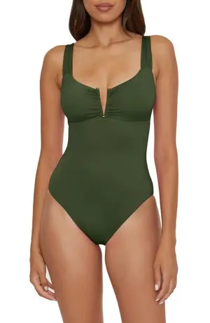 BECCA® By Rebecca Virtue Shirred V-wire One-piece Swimsuit - Green