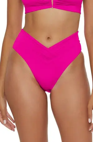 BECCA® By Rebecca Virtue Color Code High Waist Bikini Bottoms - Azalea