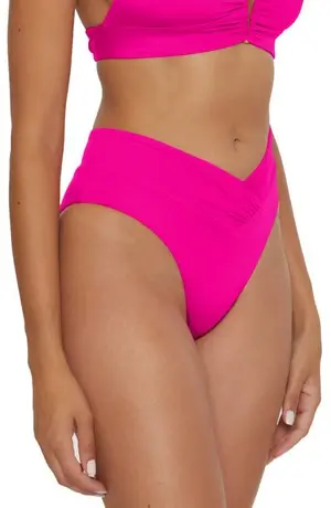 BECCA By Rebecca Virtue Color Code High Waist Bikini Bottoms - Azalea