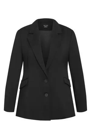City Chic Ponte Knit Blazer - Black
