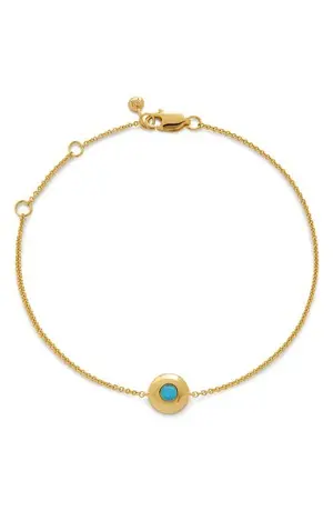 Monica Vinader Bezel Birthstone Station Bracelet - December/turquoise /gold
