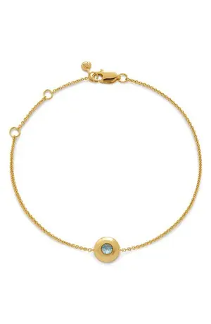 Monica Vinader Bezel Birthstone Station Bracelet - March/aquamarine/gold