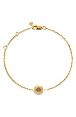 Monica Vinader Monica Vinader Bezel Birthstone Station Bracelet October/pink Tourmaline /gold