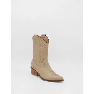 STIVALI NEW YORK Smooth Leather Western Cowboy Boots - Tan
