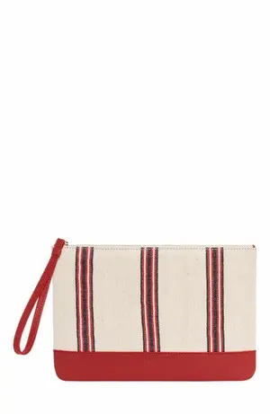 K'AI & VROSI Apollon Calfskin And Handloomed Fabric Clutch - Red