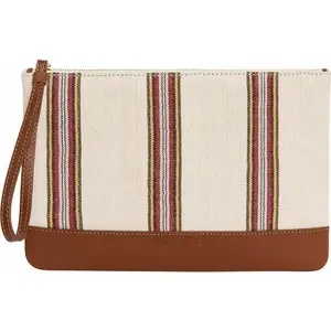 K'AI & VROSI Antiochia Calfskin And Handloomed Fabric Clutch - Brown