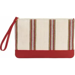 K'AI & VROSI Antiochia Calfskin And Handloomed Fabric Clutch - Red