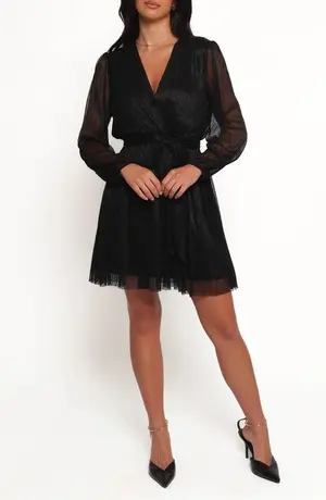 PETAL & PUP Zhara Metallic Mini Dress - Black