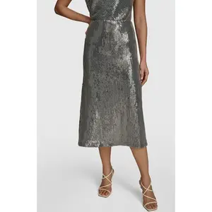 Donna Karan New York Sequin Mesh A-line Skirt