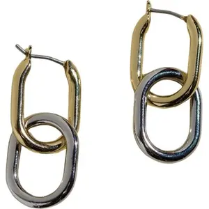 NICKEL & SUEDE Mixed Metal Chain Link Hoop Earrings - Gold / Silver