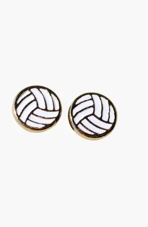 NICKEL & SUEDE Volleyball Stud Earrings - Gold