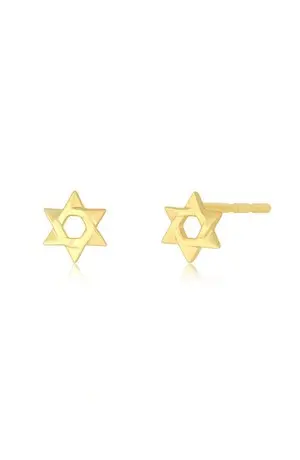 Ef Collection Star Of David Stud Earrings - 14k Yellow Gold