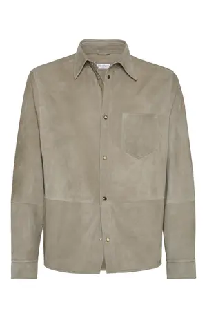 Brunello Cucinelli Double-face Suede Overshirt Khaki