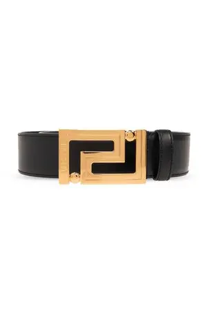 Versace Versace Greca Logo Engraved Belt - Black