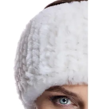 JULIA & STELLA BY MAXIMILIAN Knitted Shearling Headband - White