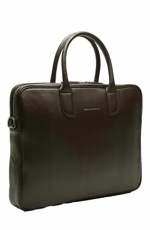 WANT Les Essentiels Lesage Pebble-grained Leather Laptop Bag - Dark Brown