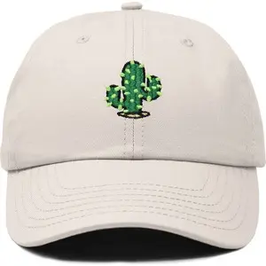 DALIX Cactus Embroidered Cap - Beige