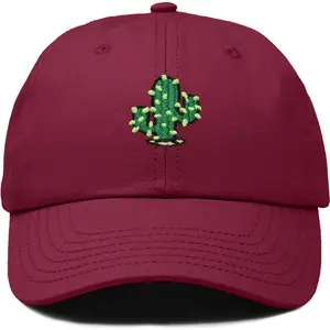 DALIX Dalix Cactus Embroidered Cap Maroon