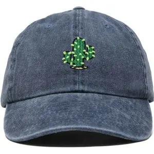 DALIX Cactus Embroidered Cap - Washed Navy Blue