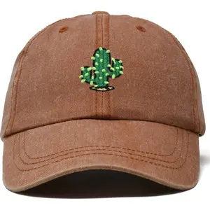 DALIX Cactus Embroidered Cap - Washed Orange