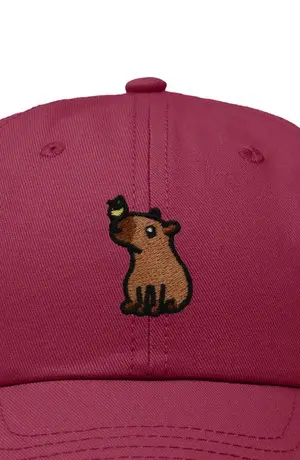 DALIX Capybara Embroidered Cap - Maroon