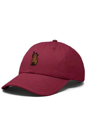 DALIX Capybara Embroidered Cap - Maroon